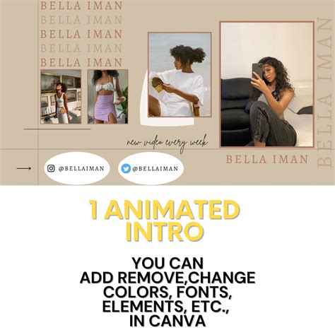 Custom Animated Youtube Intro And Outro Youtube Template Canva Editable Elegant Beige Neutral