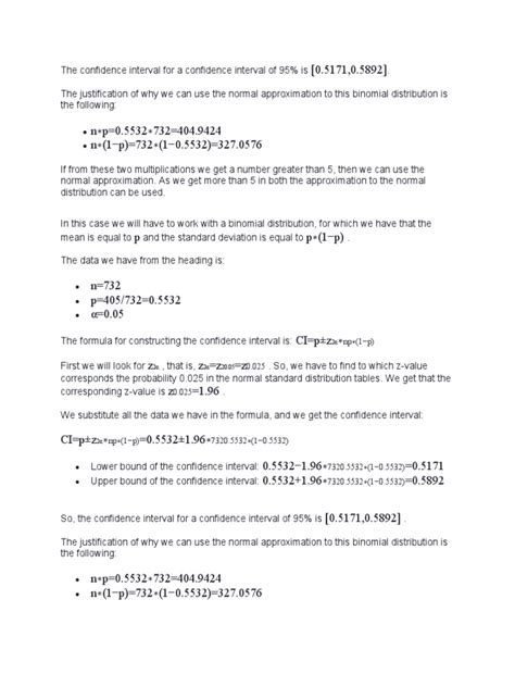 The Confidence Interval For A Confidence Interval Of 95 Pdf P Value