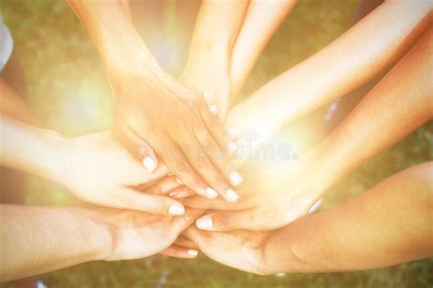 Human Hands Stacked Upon One Another Stock Image Image Of Friendship Stacking 90302233