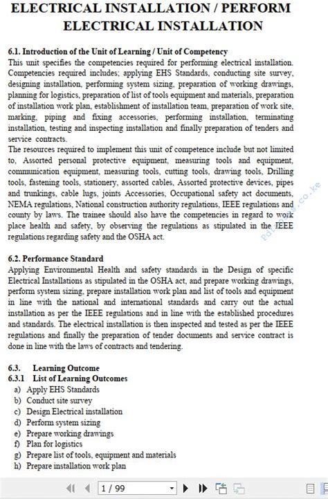 Electrical Installation Perform Electrical Installation Pdf Notes Tvet Cdacc Level 6 Cbet Pdf