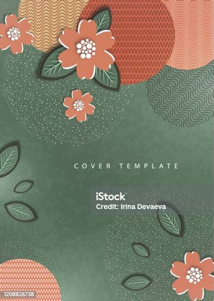 추상적 인 배경 원 선 점 종이 꽃과 잎에서 잘라 배너 포스터 카드 표지 초대장 브로셔를위한 트렌디 한 그래픽 디자인 0명에