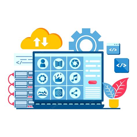 Desarrollo De Aplicaciones Web Para Redes Sociales Vector Premium