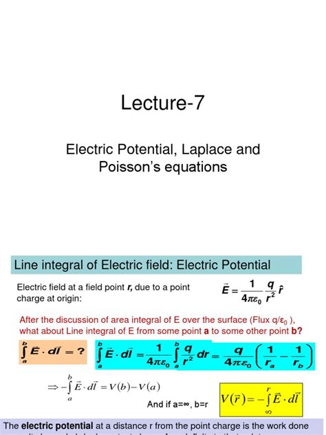 Lecture 7 Electric Potential Laplace And Poissons Equations Pdf Electrostatics Equations