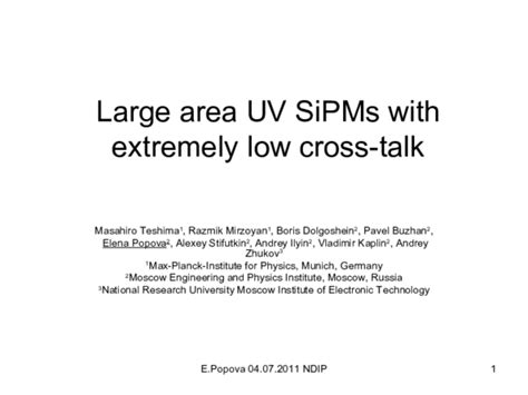Pdf Large Area Uv Sipms With Extremely Low Cross Talk