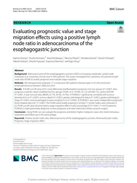 Pdf Evaluating Prognostic Value And Stage Migration Effects Using A