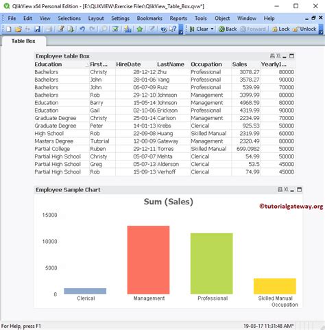 creating table box in qlikview