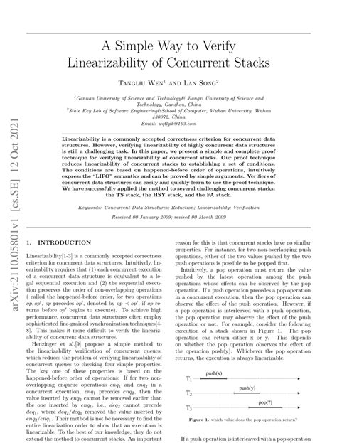 Pdf A Simple Way To Verify Linearizability Of Concurrent Stacks