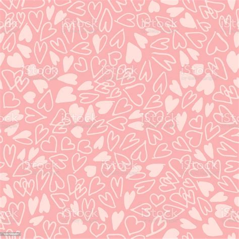 손으로 그린된 마음 완벽 한 패턴입니다 분홍색 배경에 간단한 혼란 빛 핑크 하트 모양 평면 벡터 텍스처입니다 하트 모양에 대한