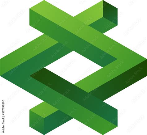 3d Optical Illusion Shape 3d Impossible Shape Of Blocks Vector Illustration Of Green Block 3d