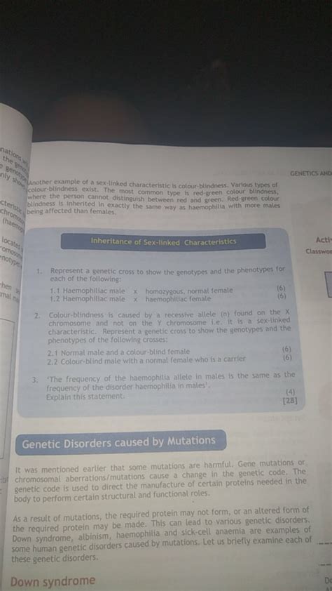 Genetics And Another Example Of A Sex Linked Characteristic Is Colour Bl