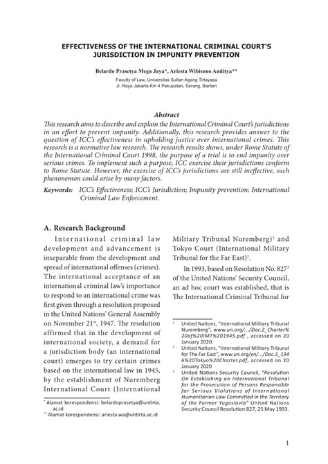 Pdf Effectiveness Of The International Criminal Courts Jurisdiction