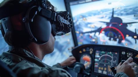 Pilot Using Advanced Flight Simulator Technology For Training And Enhancing Aircraft Navigation