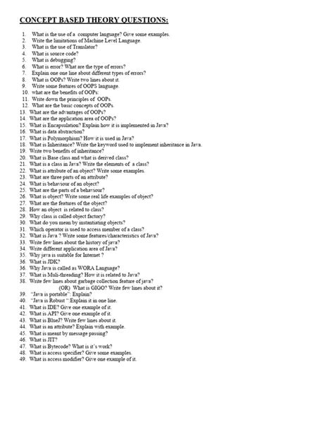Theory Questions With Answers Final Pdf Class Computer Programming Inheritance Object