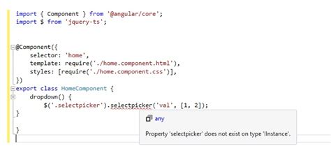 Jquery Error In Typescript File Property Selectpicker Does Not Exist