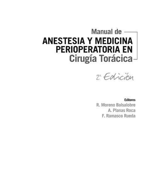 Manual De Anestesia Y Med Periop Toracica 2 Ed Pdf Madrid