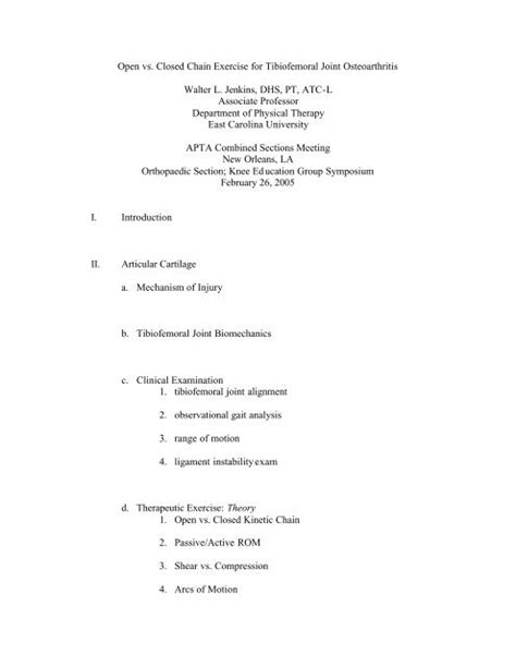 Open Vs Closed Chain Exercises For The Knee Orthopaedic Section