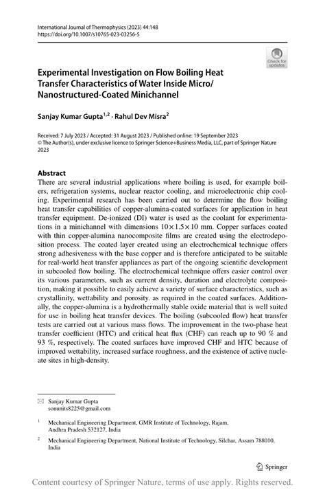 Experimental Investigation On Flow Boiling Heat Transfer Characteristics Of Water Inside Micro