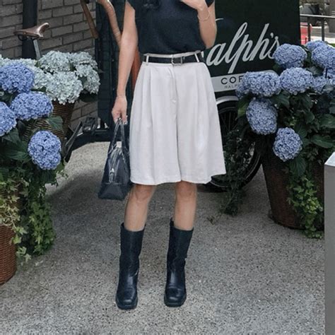 버뮤다팬츠 5부 핀턱 밴딩 하이웨스트 여름 가을 여성 정장 반바지 구김없는바지 에이블리