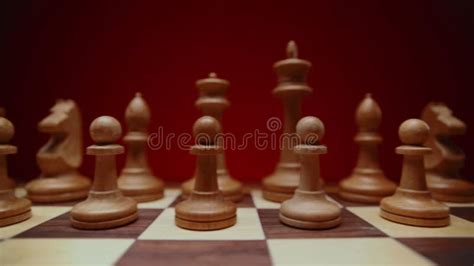 Chessboard With Pieces Placed Red Background Stock Footage Video Of Pieces Hobbies 349670816