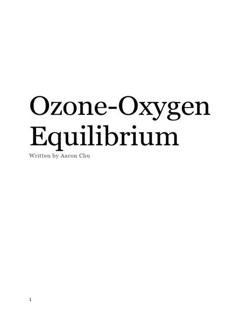 Ozone Oxygen Equilibrium Pdf Reaction Rate Chlorofluorocarbon