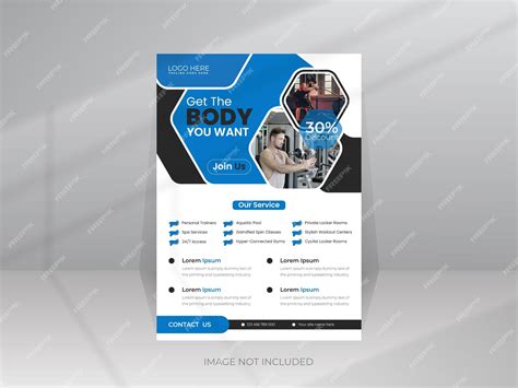 바디 빌더 피트니스 체육관 전단지 템플릿 프리미엄 벡터