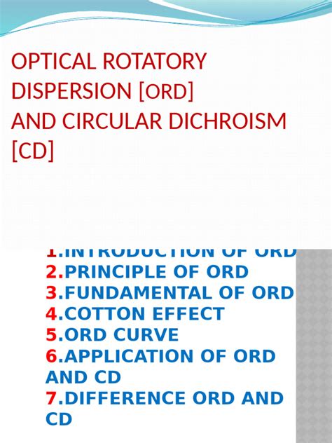 Optical Rotatory Dispersion Ord And Circular Dichroism Cd Pdf Optics Polarization Waves
