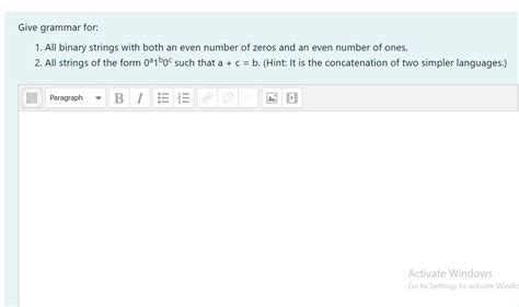 Solved Give Grammar For 1 All Binary Strings With Both An