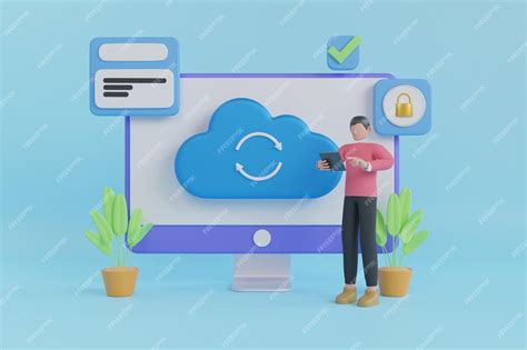 Premium Photo 3d Cloud Computing Upload And Download Data Online Service With Computer