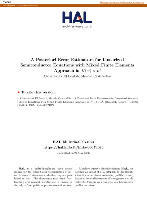 Pdf A Posteriori Error Estimators For Linearized Semiconductor