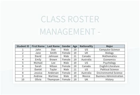 Free Class List Templates For Google Sheets And Microsoft Excel Slidesdocs