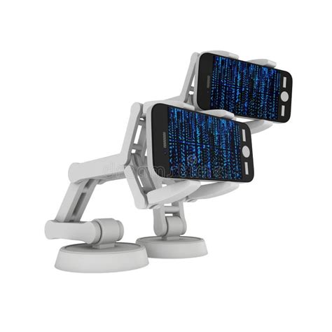 Robotic Arm With Binary Code 3d Stock Illustration Illustration Of Factory Digital 135728536