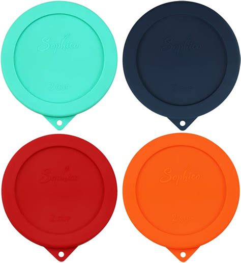 Sophico 2 Cup Round Silicone Storage Cover Lids Replacement For Anchor Hocking And
