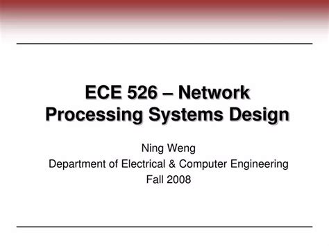 Ppt Ece 526 Network Processing Systems Design Powerpoint