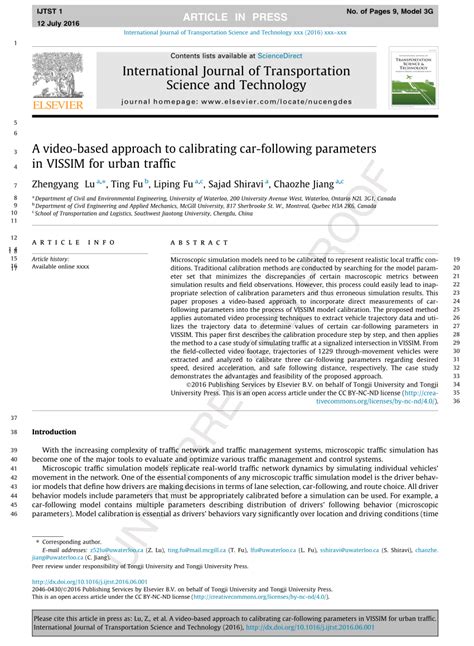 Pdf A Video Based Approach To Calibrating Car Following Parameters 4 In Vissim For Urban Traffic