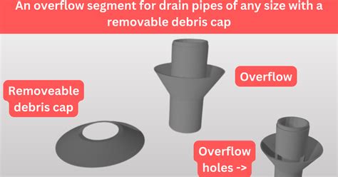 Drainage Pipe Overflow Section W Removable Debris Guard By Bricksalad Download Free STL Model
