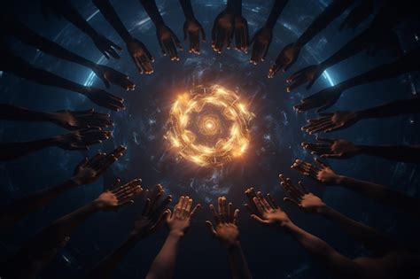 Premium Photo A Team With Hands Together Forming A Circle Generative Ai