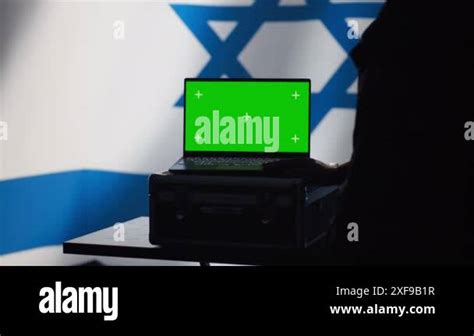 Israel Air Defense Command Operator Conscript Using Radar On Green Screen Laptop To Detect