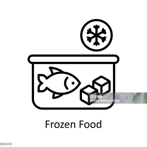 냉동 식품 벡터 개요 아이콘 디자인 그림입니다 흰색 배경에 식료품 기호 Eps 10 파일 냉동된에 대한 스톡 벡터 아트 및 기타