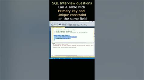 Sql Interview Questions Primary And Unique Key With An Example Table Sqlinterviewquestions