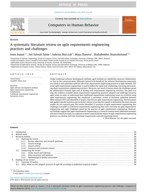 Pdf A Systematic Literature Review On Agile Requirements Engineering Practices And Challenges