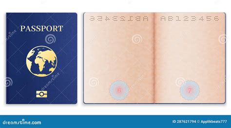 Passport Mockup Realistic Blank Open Pages Paper With Watermark