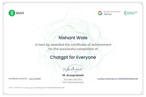 Nishant Wale On Linkedin Coursecompletion Guvi Chatgpt