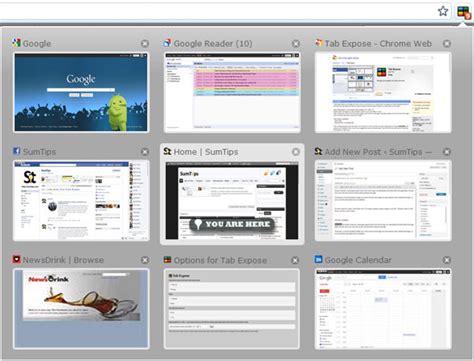 Tab Expose View Thumbnail Preview Of All Open Chrome Tabs Sumtips