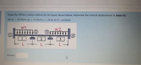 Solved Using The Stiffness Matrix Method For The Beam Shown Chegg