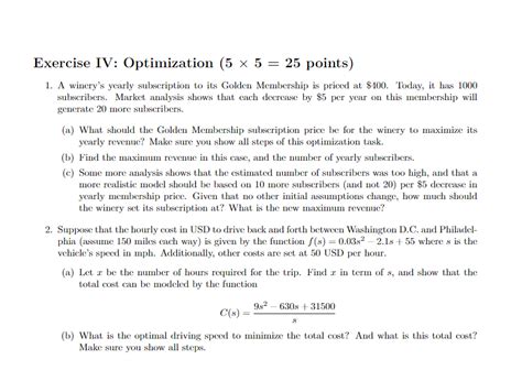 Solved Exercise Iv Optimization Points