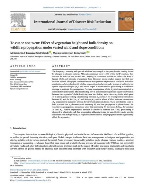 To Cut Or Not To Cut Effect Of Vegetation Height And Bulk Density On Wildfire Propagation Under
