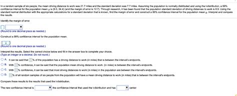 Solved In A Random Sample Of Six People The Mean Driving Chegg Com