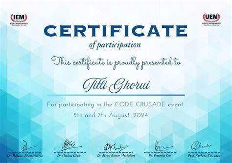 Titli Ghorui On Linkedin Codecrusade Coding Programming Certificateofparticipation Tech
