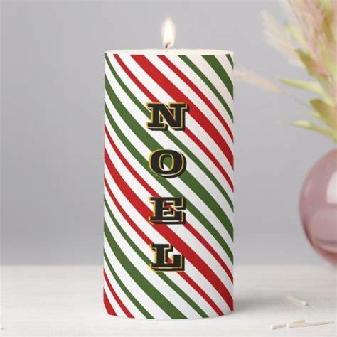 Christmas Candy Cane Diagonal Stripes Noel Pillar Candle Christmas Candy Cane Christmas Candy