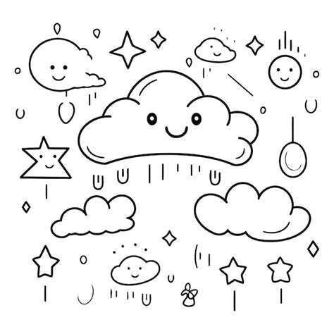 Premium Vector Cute Hand Drawn Doodle Clouds And Stars